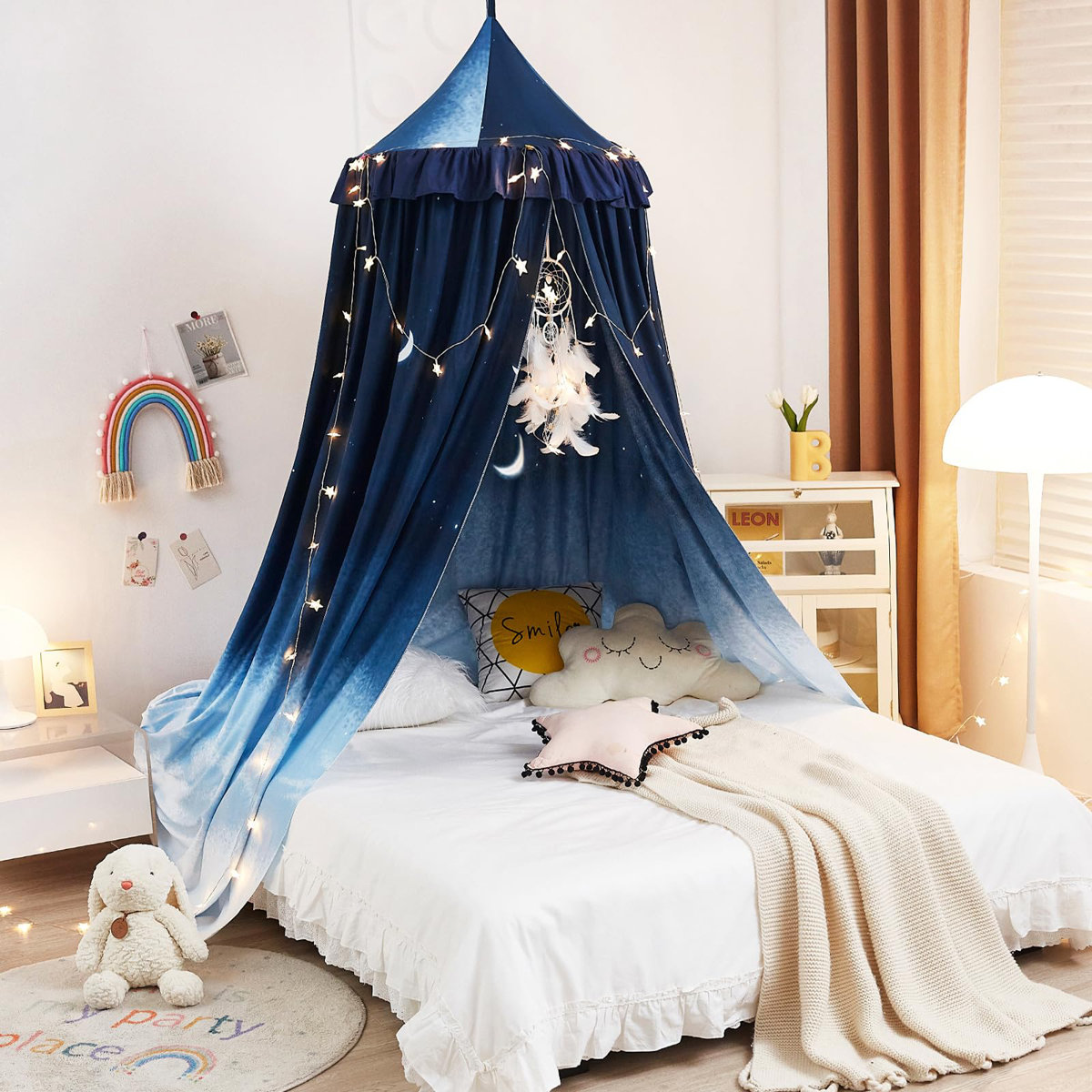 Everly Quinn Decor Canopy , Soft Smooth Playing Tent Canopy Girls Room Decoration Princess ...